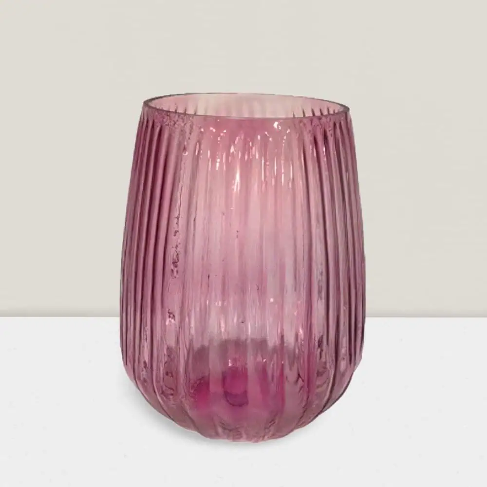10'' Blush Glass Vase: Elegant Decorative Tulip Centerpiece for Home